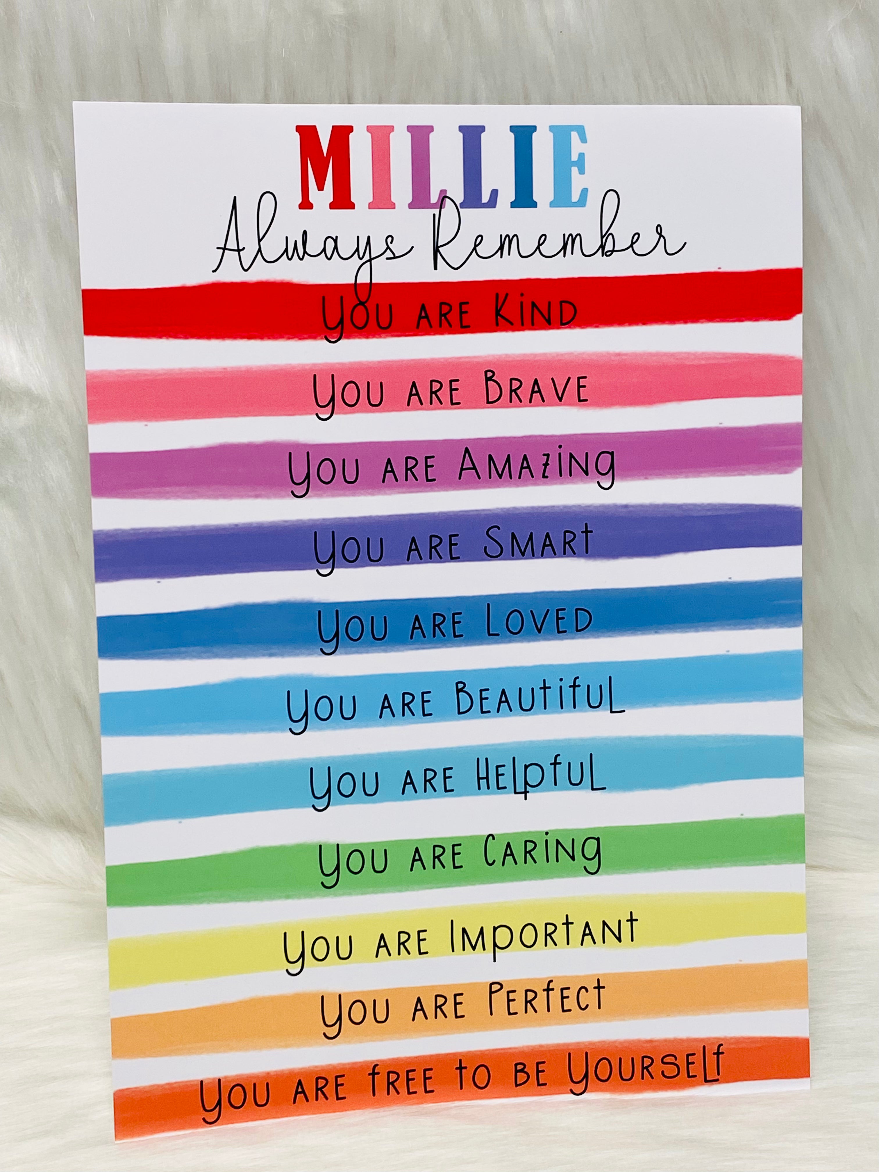 Rainbow A4 Unframed Positive Affirmations - Bespoke Gifts